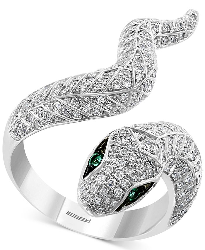 EFFY Collection EFFY® Diamond (3/4 ct. t.w.) & Emerald (1/20 ct. t.w ...