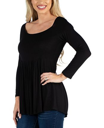 24seven Comfort Apparel Women Long Sleeve Square Neck Empire Waist ...