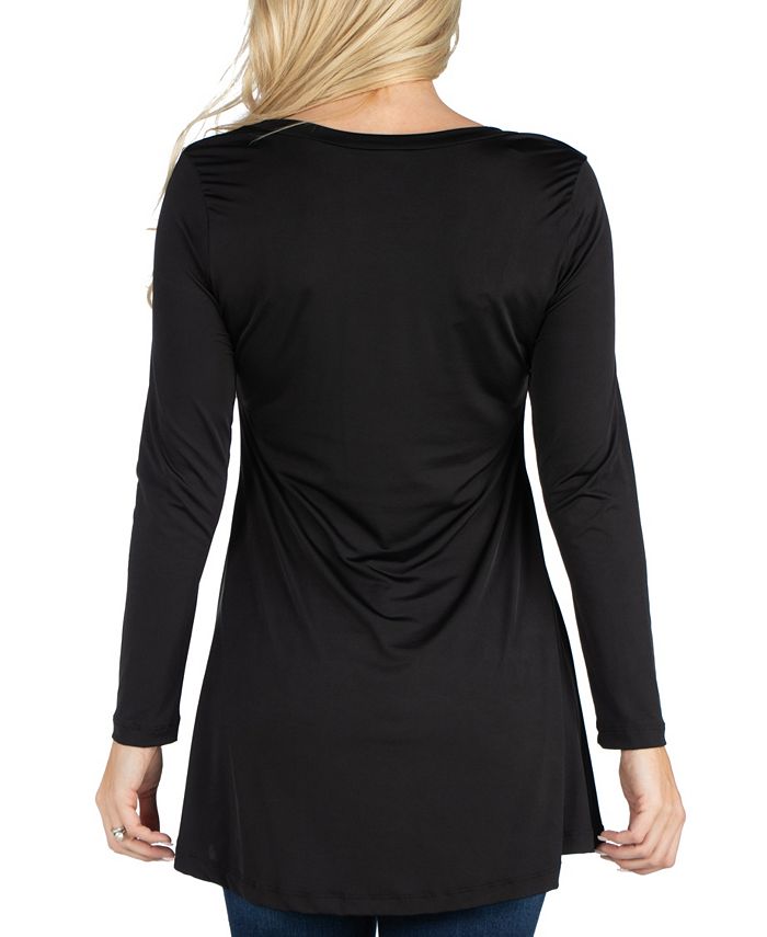 24seven Comfort Apparel Long Sleeve Flared Tunic Top For Women - Macy's