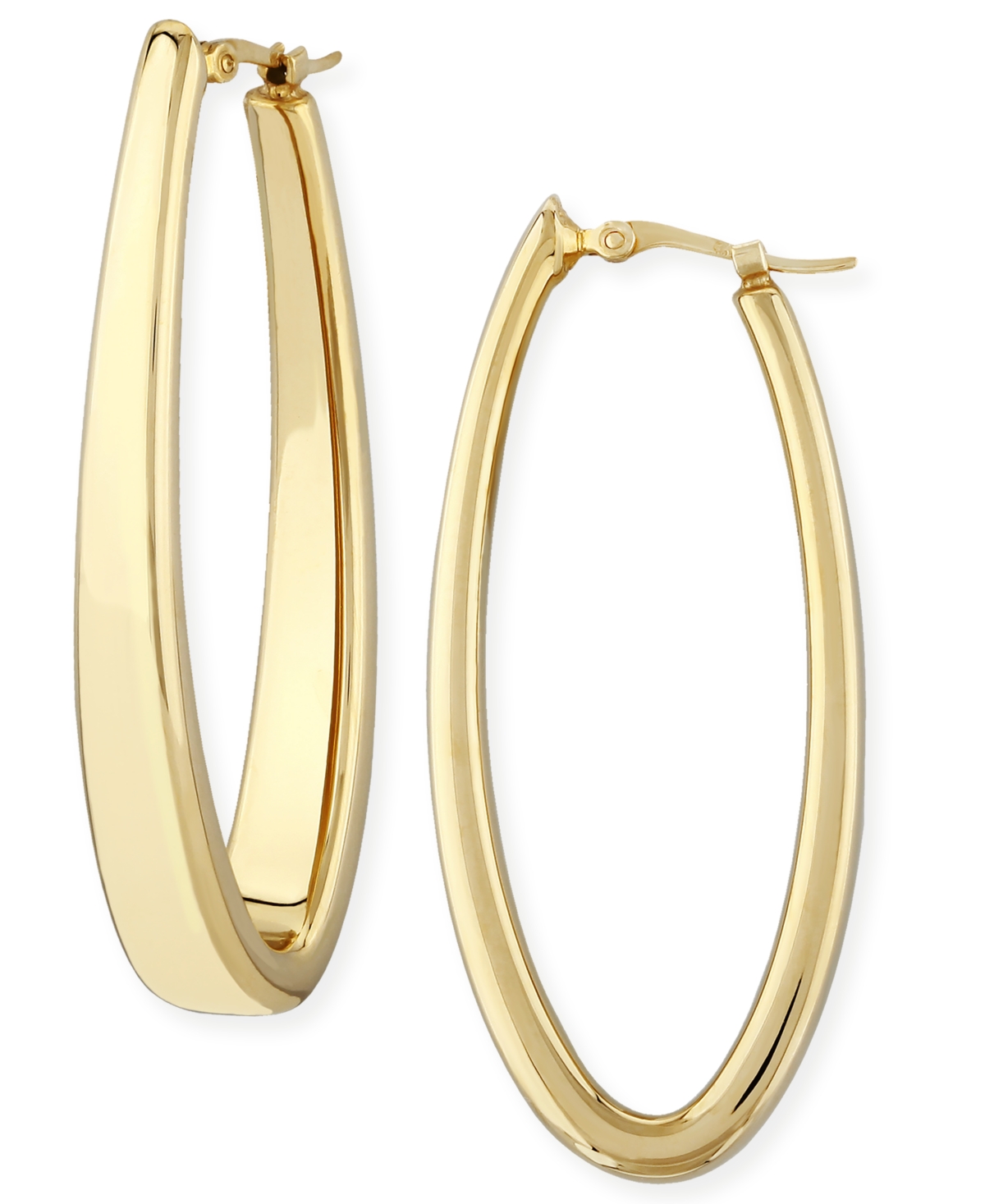 Click here for Oval Oblong Hoop Earrings Set in 14k Yellow Gold -... prices