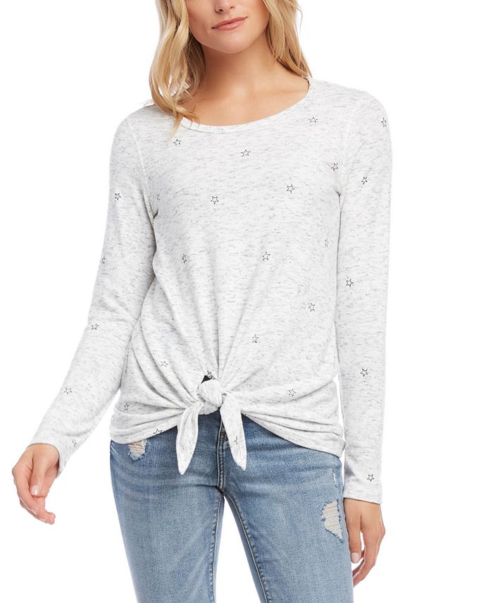 Karen Kane Tie-Hem Star-Print Top - Macy's