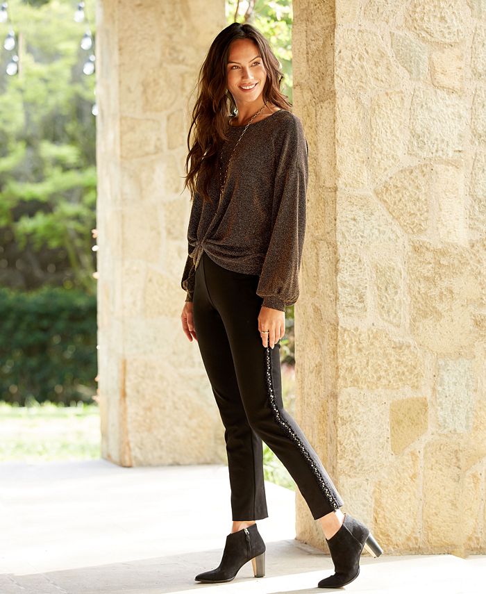 Karen Kane Braided-Trim Piper Pants - Macy's