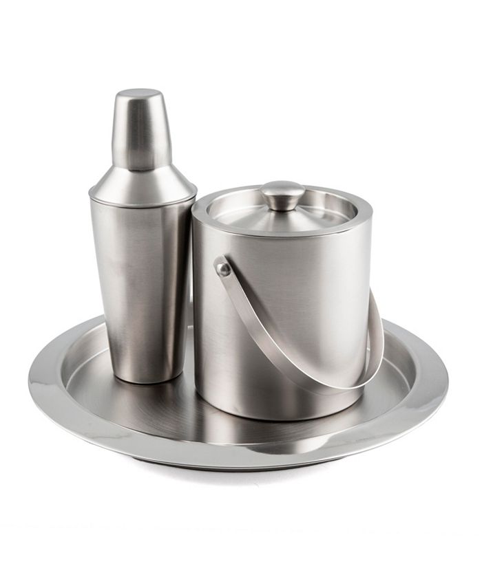 Cambridge 3 Piece Brushed Stainless Steel Bar Set - Macy's
