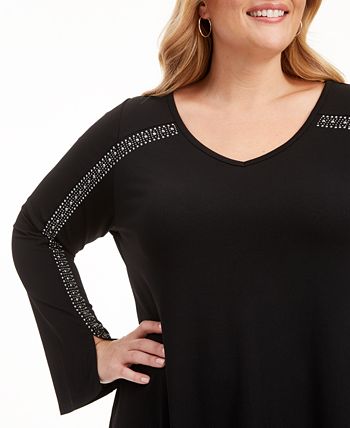 Belldini Plus Size Embellished V-Neck Tunic - Macy's