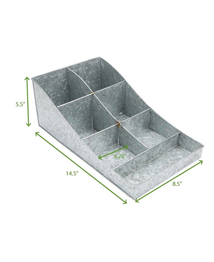 Mind Reader 7 Compartment Galvanized Break Room Condiment Organizer ...