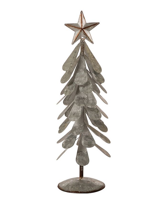 Glitzhome 18" H Galvanized Metal Christmas Table Tree Decor - Macy's