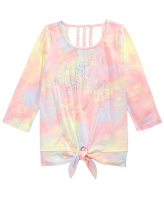 Beautees Big Girls Sparkle Unicorn Tie-Dye T-Shirt - Macy's