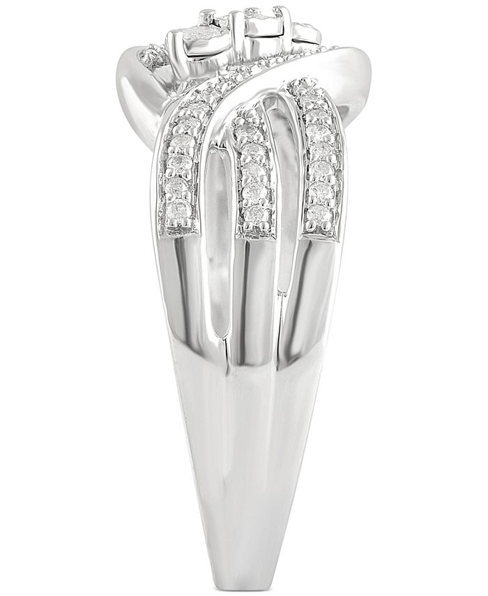 Macy's Diamond Three-Stone Overlap Statement Ring (1/4 ct. t.w.) in ...