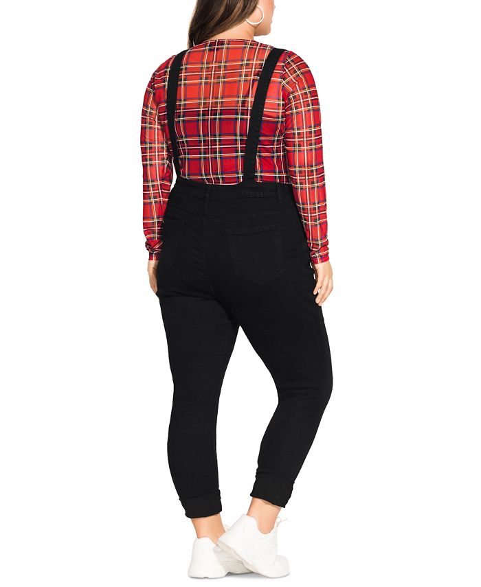 City Chic Trendy Plus Size Skinny Overalls - Macy's