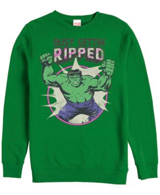 Marvel Men's Classic Comics Hulk Busy Gettin Ripped, Crewneck Fleece ...