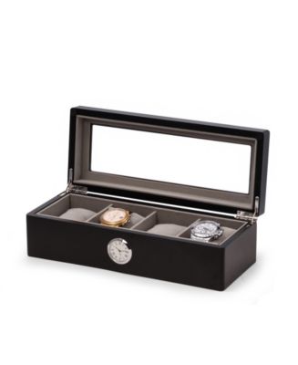 Bey-Berk 4 Watch Box with Quartz Movement Clock - Macy's