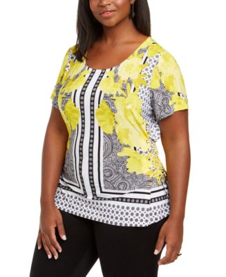 INC Plus Size Mixed-Print Top, Created for Macy's - Macy's