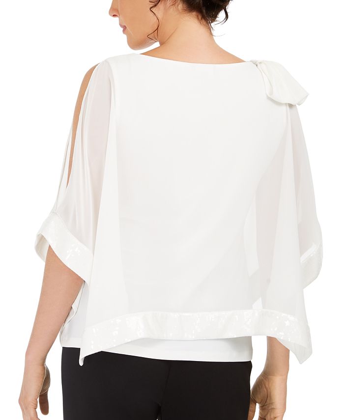 MSK Bow Cold-Shoulder Capelet Top - Macy's