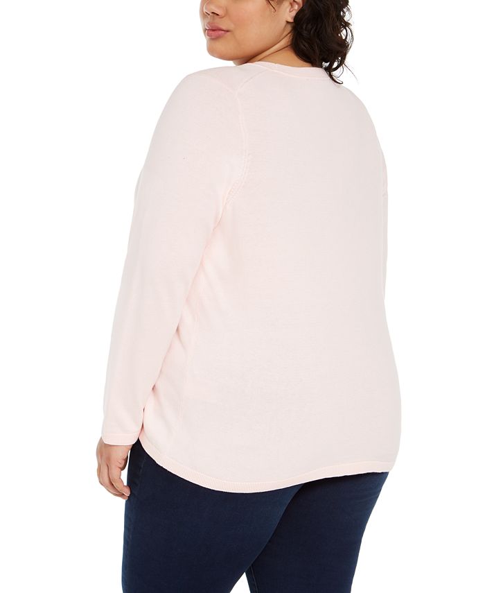 Tommy Hilfiger Plus Size Heart Logo Cotton Sweater - Macy's
