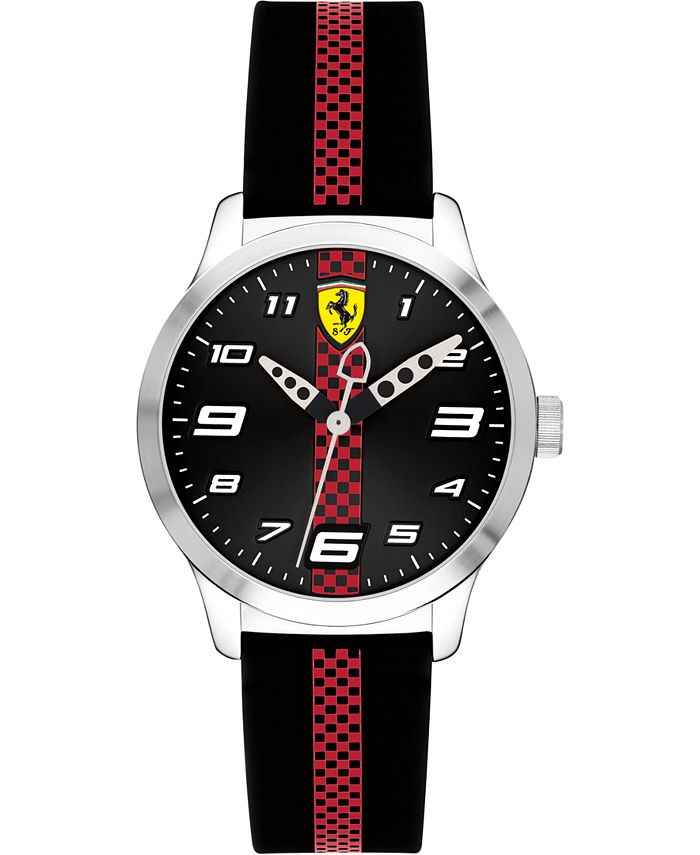 Ferrari Kid's Pitline Red & Black Silicone Strap Watch 34mm & Reviews ...