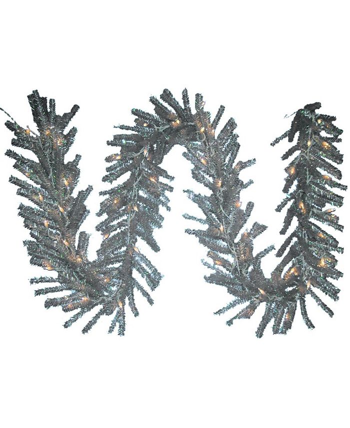 Kurt Adler 9-Foot Pre-Lit Silver Ice Garland - Macy's