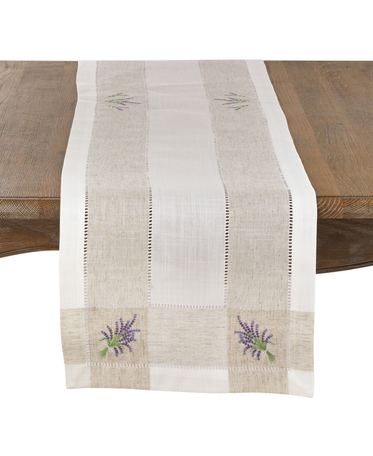 Click here for Saro Lifestyle Lavender Embroidery Hemstitch Runne... prices