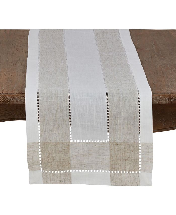 Saro Lifestyle Timeless Linen Blend Table Runner with Hemstitch Accents ...