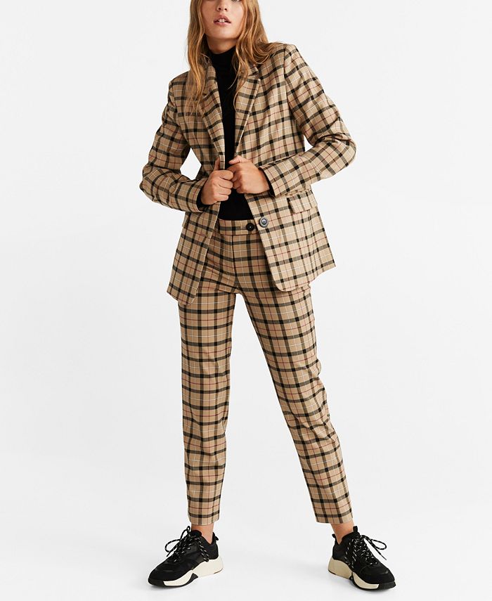 MANGO Check Suit Blazer - Macy's