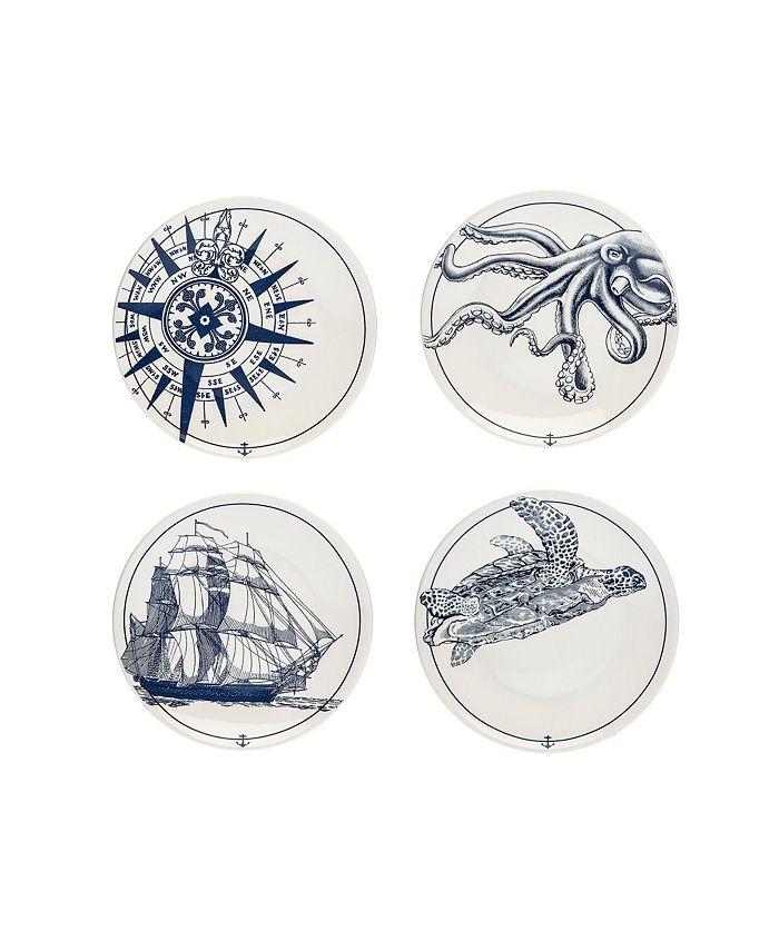 Godinger 6in Coastal App Plates - Set of 4 - Macy's