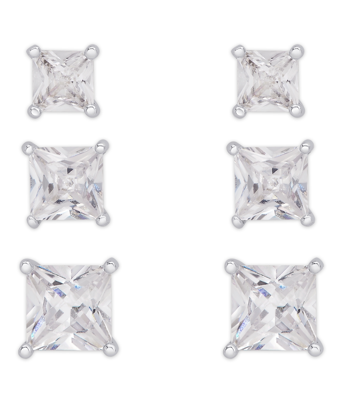 Click here for Cubic Zirconia 3-Pc. Set Graduated Round Stud Earr... prices