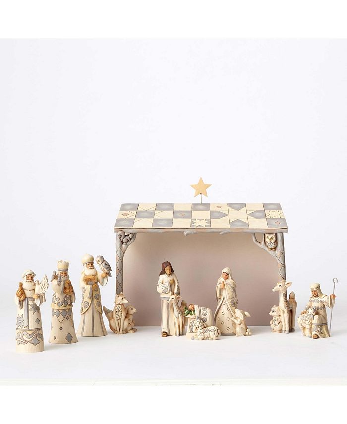 Enesco White Woodland 8 Pc Nativity - Macy's