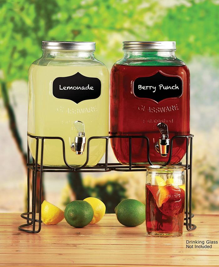 Circle Glass Double Mini Yorkshire Dispensers with Chalkboard Panels, 1 ...