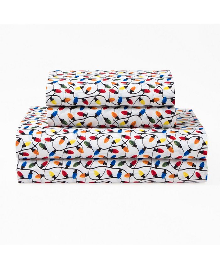 Elite Home Microfiber Holiday Print Twin Sheet Set - Macy's