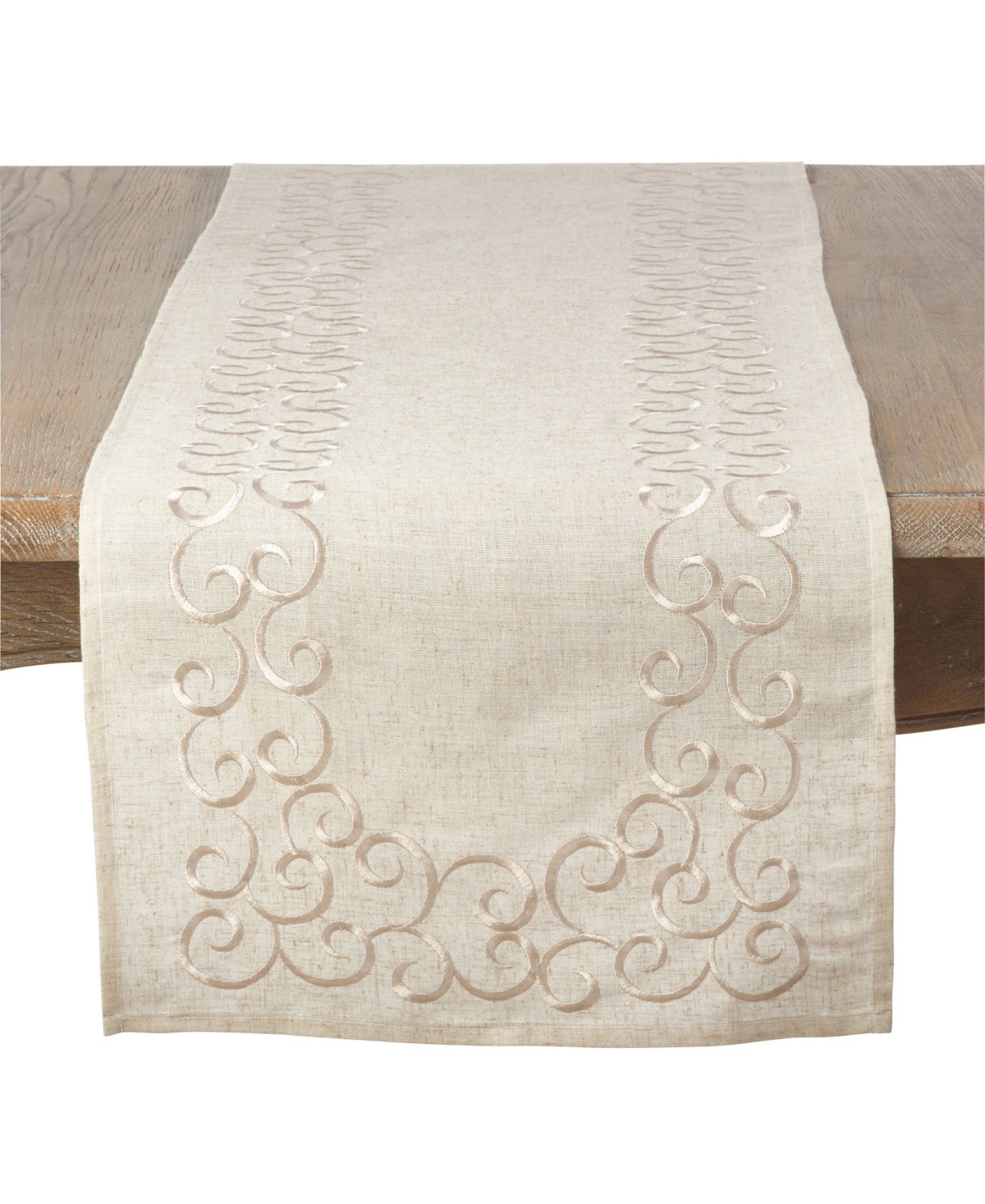 Click here for Saro Lifestyle Embroidered Swirl Design Linen Blen... prices