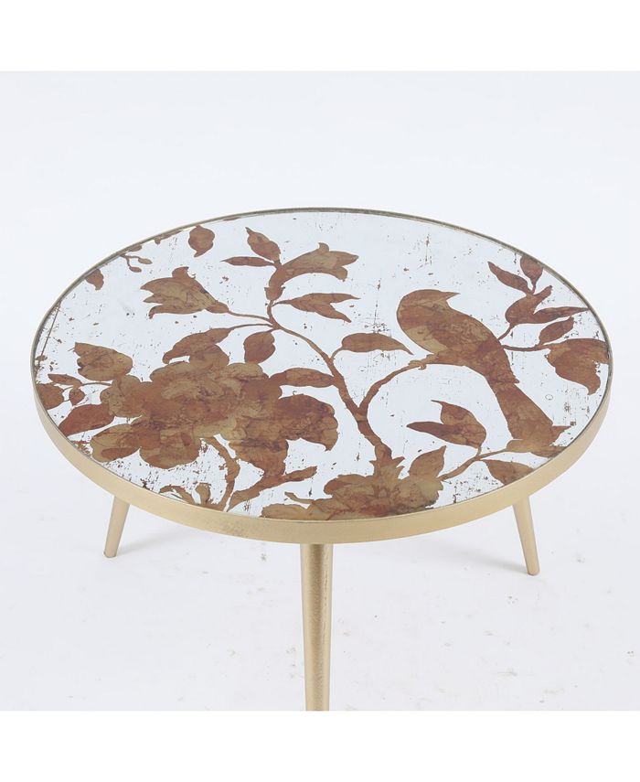 Luxen Home Metal And Mirror Bird Accent Table - Macy's