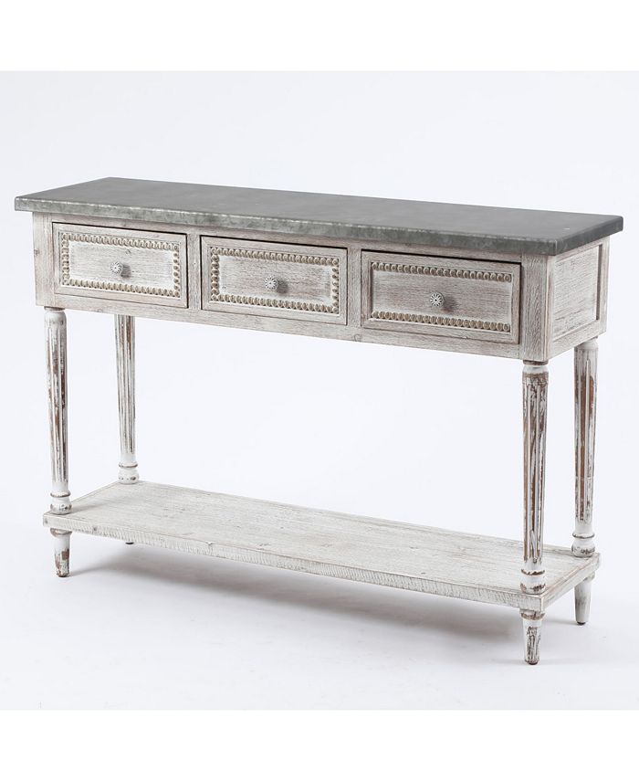 Luxen Home Wood And Metal Farmhouse Distressed Console Table - Macy's