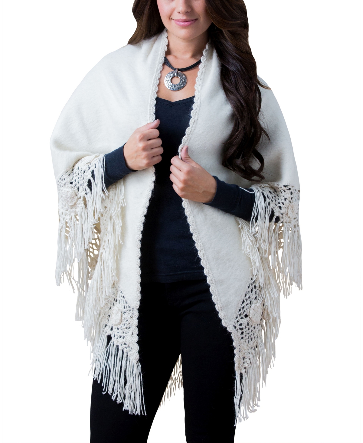 Click here for Simply Natural Womens Alpaca Triangle Shawl with F... prices