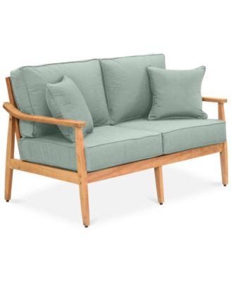 Furniture Savona Teak Outdoor Loveseat with Custom Sunbrella Cushions Macy s