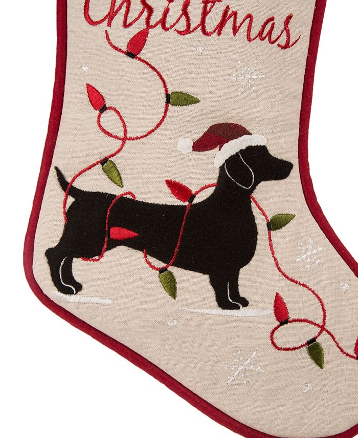 Glitzhome Fabric Christmas Stocking - Dachshund - Macy's