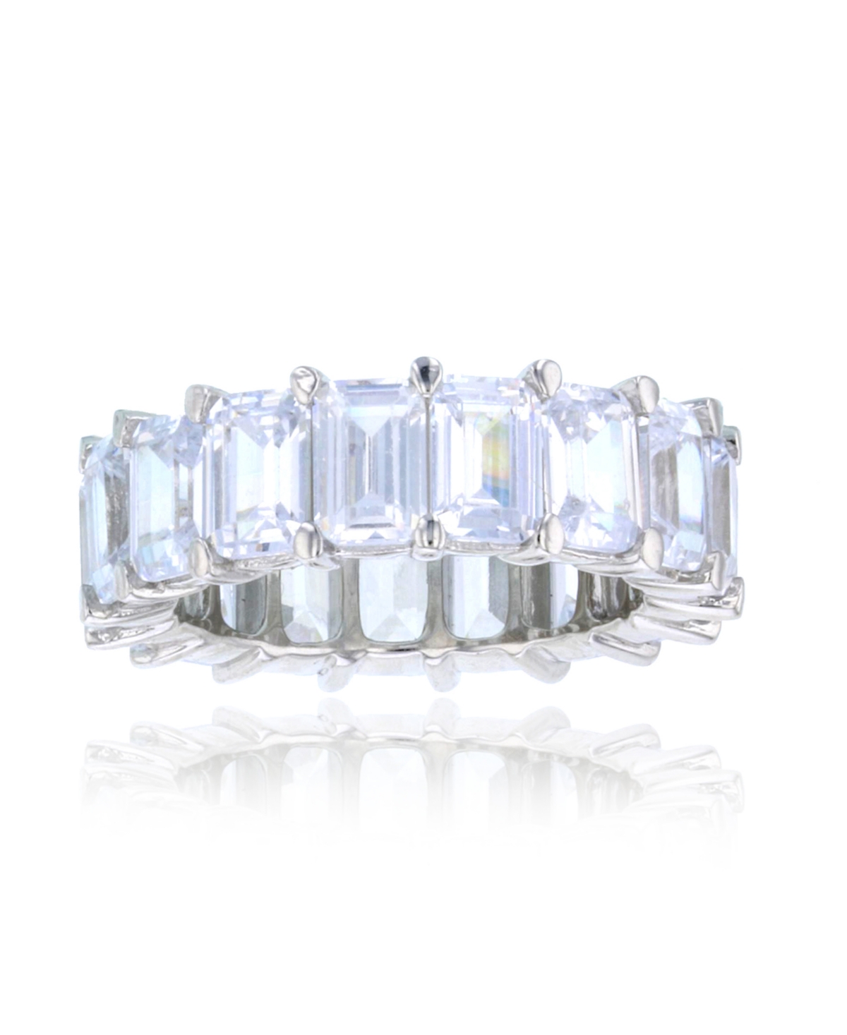 Click here for White Emerald Cut Cubic Zirconia Eternity Band in... prices