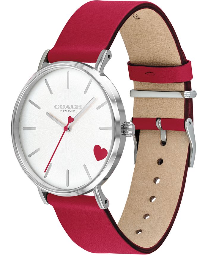 COACH Women's Perry Red Leather Strap Watch 36mm & Reviews - Macy's