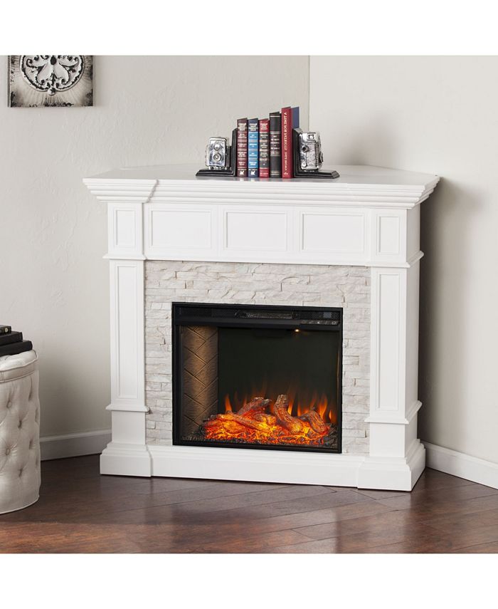 Southern Enterprises Lehigh Faux Stone Alexa-Enabled Corner Convertible ...