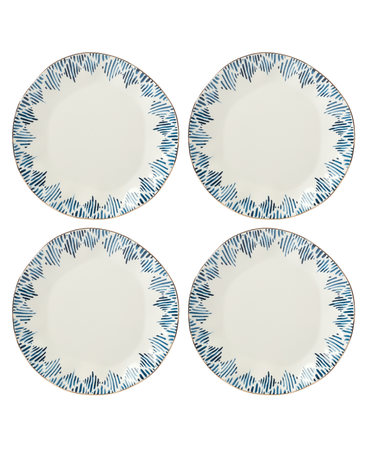 Click here for Lenox Blue Bay Dinner Plate Set/4 Ikat - White And... prices