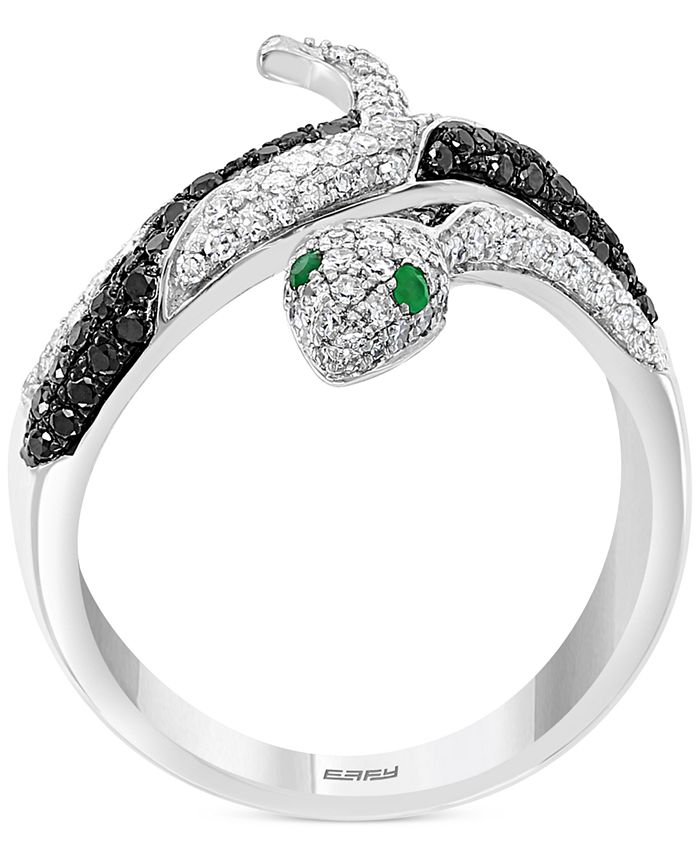 EFFY Collection EFFY® Diamond (7/8 ct. t.w.) & Emerald Accent Snake ...