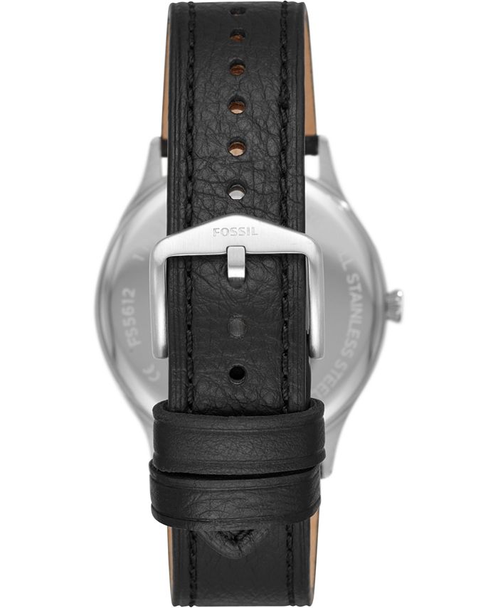 Fossil Men's Forrester Black Leather Strap Watch 42mm - Macy's