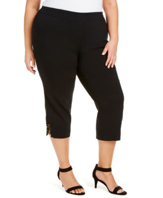 JM Collection Plus Size Embellished Pull-On Capri Pants, Created for ...