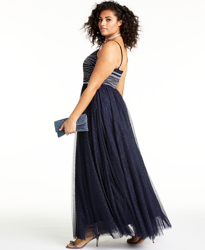 Say Yes to the Prom Trendy Plus Size Rhinestone-Top Gown - Macy's