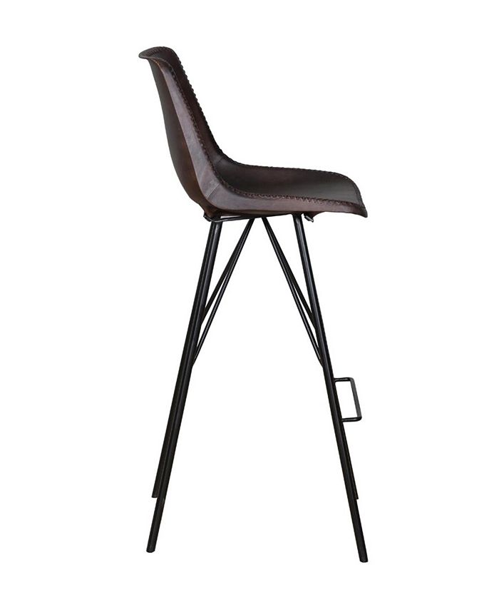 Union Home Bar Stool with Leather Upholstery - Macy's