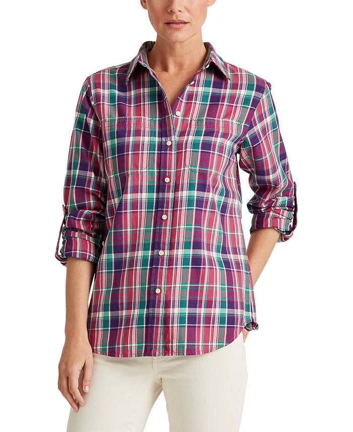 Lauren Ralph Lauren Roll-Tab Long Sleeve Top - Macy's