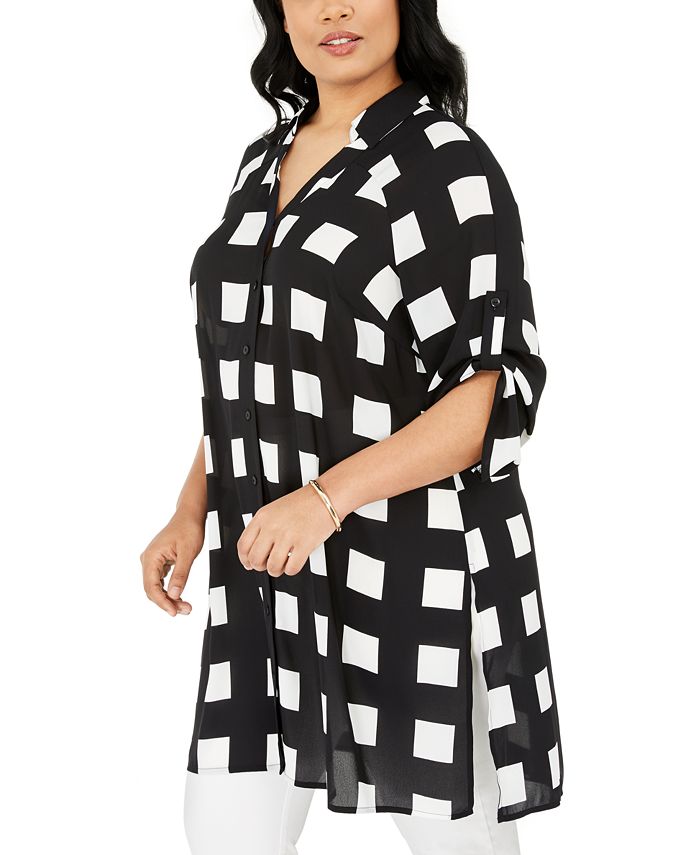 Alfani Plus Size Printed Super Tunic, Created for Macy's - Macy's