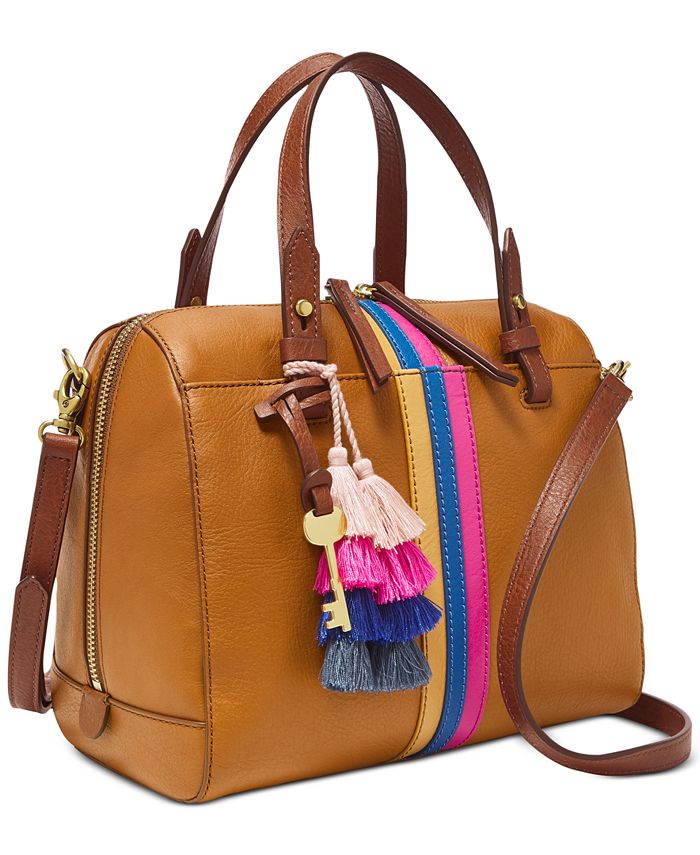 Fossil Rachel Stripe Leather Satchel - Macy's