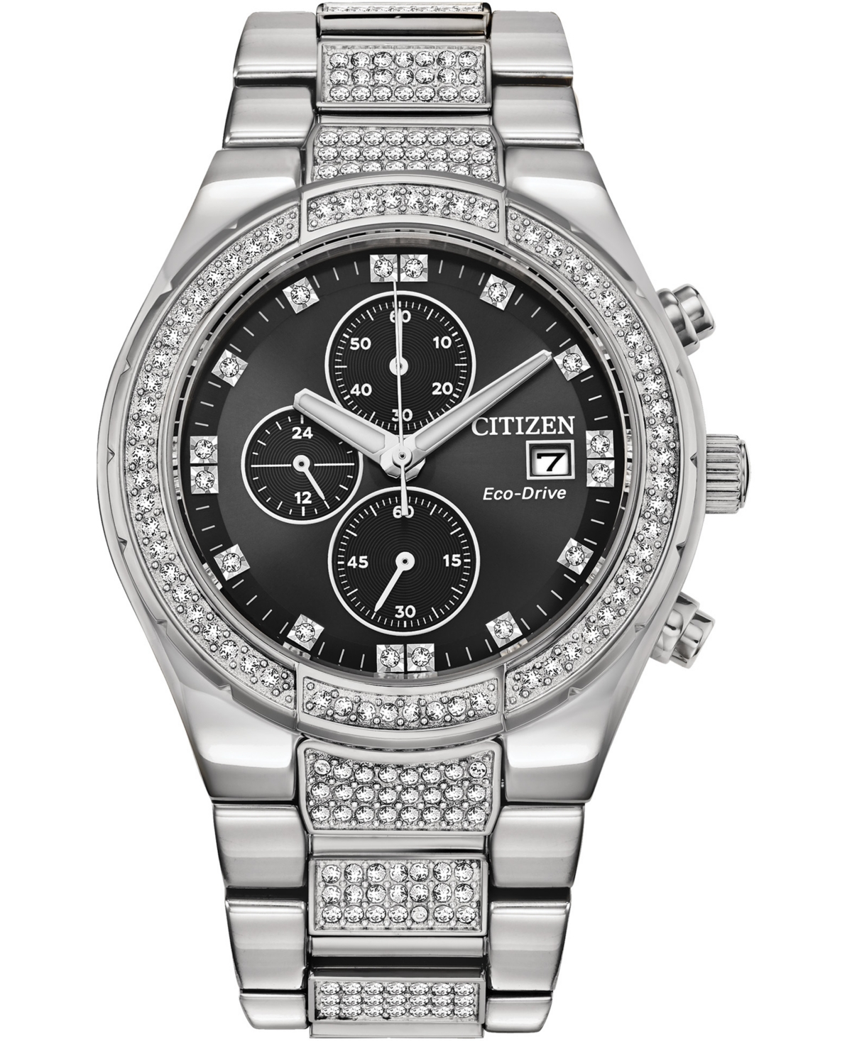 Click here for Citizen Mens Chronograph Eco-Drive Crystal Stainle... prices