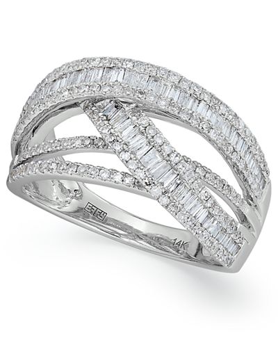 Classique by EFFY Diamond Crossover Ring in 14k White Gold (1 ct. t.w ...