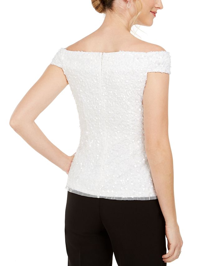 Adrianna Papell Sequined Off-The-Shoulder Top - Macy's