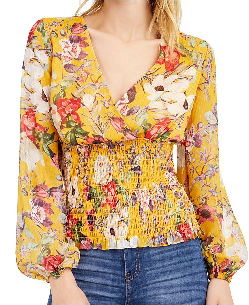 INC International Concepts INC Floral Smocked Blouse, Created for Macy ...